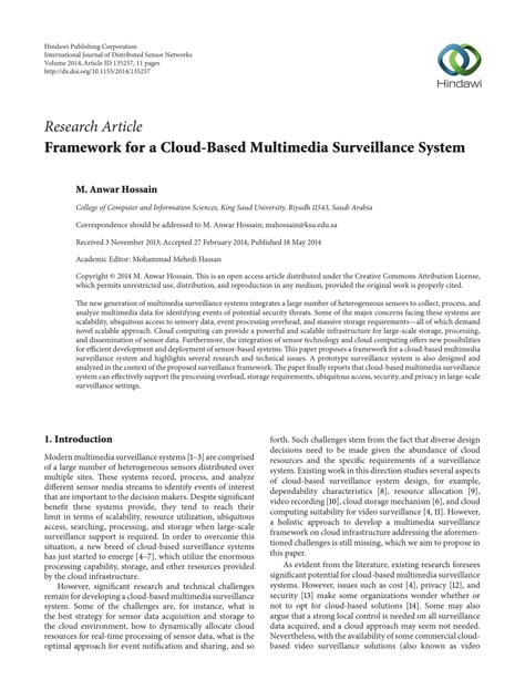 Pdf Framework For A Cloud Based Multimedia Surveillance System