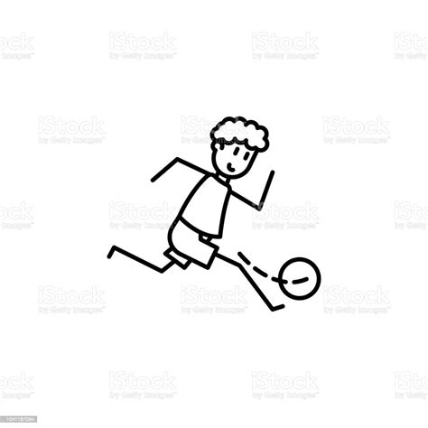 공 아이콘으로 축구 선수입니다 축구 선수 아이콘 모바일 개념 및 웹 응용 프로그램의 요소입니다 웹 및 모바일 선 축구 선수 공 아이콘을 사용할 수 있습니다 경쟁에 대한 스톡