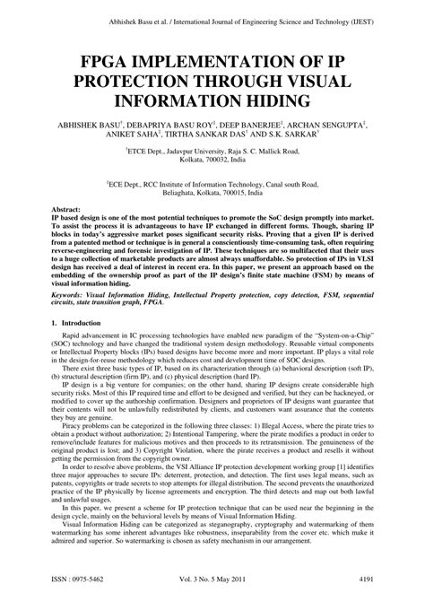 Pdf Fpga Implementation Of Ip Protection Through Visual Information Hiding