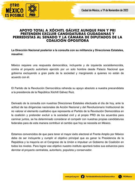 Prd Hace Las Paces Con Pan Y Pri Registran Coalición Fuerza Y Corazón Por México Infobae