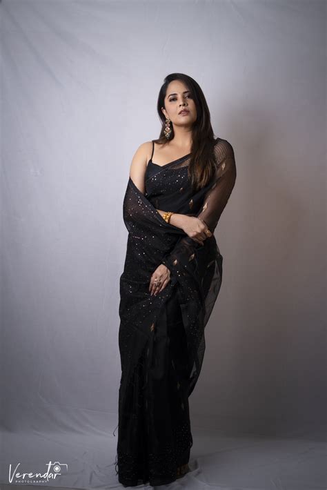 Anasuya Bharadwaj Sizzles In Black Saree South Indian Actress