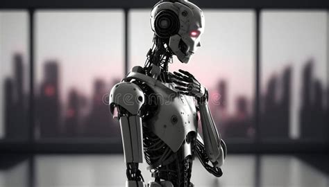 3d Rendering Of Android Robot Thinking Technology Generative Ai Stock Illustration
