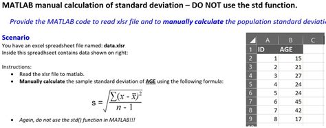 Solved Matlab Manual Calculation Of Standard Deviation Do Not Use The