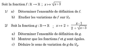 Fonctions Exercice ème année secondaire