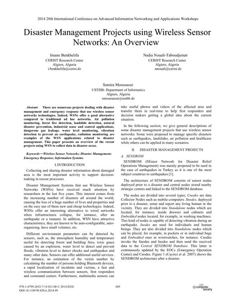 Pdf Disaster Management Projects Using Wireless Sensor Networks An Overview