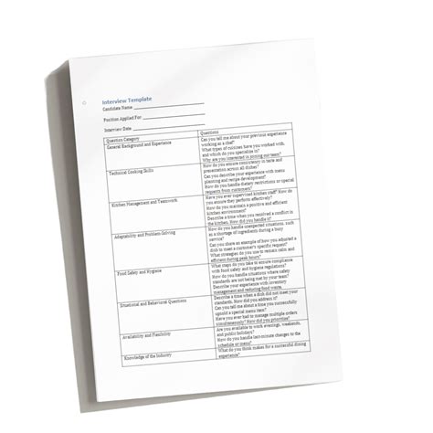 Hospitality Interview Questions Free Template