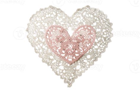 Delicate Lace Heart With A Pink Center White Perfect For Romantic