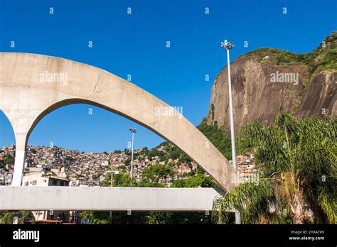 Rio De Janeiro Brazil March 8 2022 Reinforced Concrete Pedestrian Bridge At Rocinha Favela