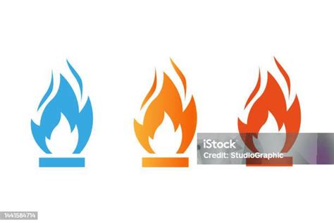 Ikon Api Gas Piktogram Warna Yang Berbeda Diisolasi Pada Latar Belakang