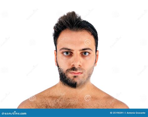 Man With A Beard On Half Of The Face Royalty Free Stock Image