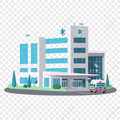 병원 건물 클립 아트 병원 병원 밖은 구급차 벡터만화 Png 일러스트 무료 다운로드 Lovepik