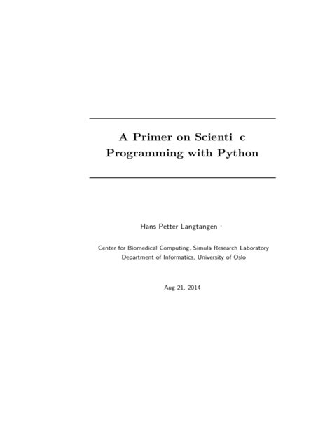 A Primer On Scientific Programming With Python