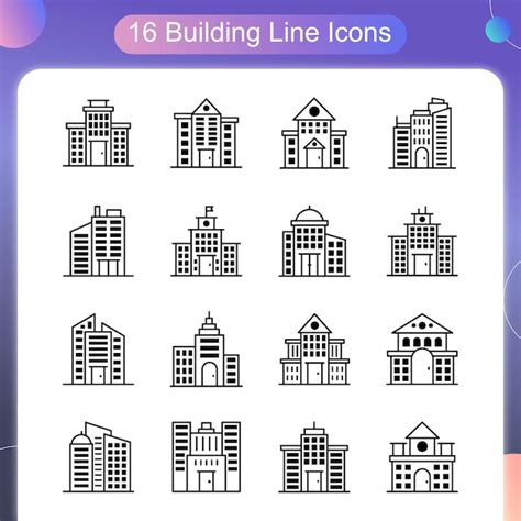 Premium Vector Building Vector Outline Icon Set 02