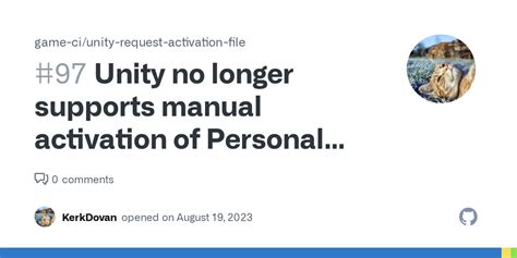 unity no longer supports manual activation of personal licenses · issue