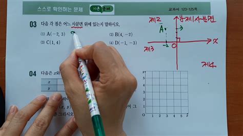 미래엔 교과서 중1수학좌표평면과 그래프 스스로확인하는 문제 34번 문제 Youtube