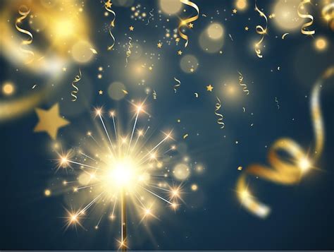 투명 한 배경에 폭죽의 벡터 일러스트 레이 션 프리미엄 벡터