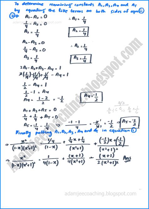 Adamjee Coaching Partial Fractions Exercise 21 4 Mathematics 10th