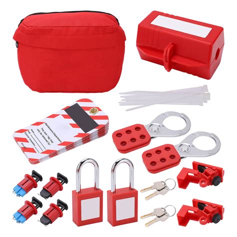 Buy Electrical Circuit Breaker Lockout Tagout Kit Padlock Loto Labels Hasps Medium Clamp On