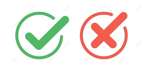 Flatstyle Cross And Checkmark Icon On Isolated Background Vector Close