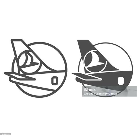 비행기 꼬리 로고 라인과 솔리드 아이콘 항공사 개념 흰색 배경에 아린 벡터 사인의 로고꼬리 모바일 개념 및 웹 디자인을위한 비행기 꼬리 로고 개요 스타일 벡터 그래픽 10에