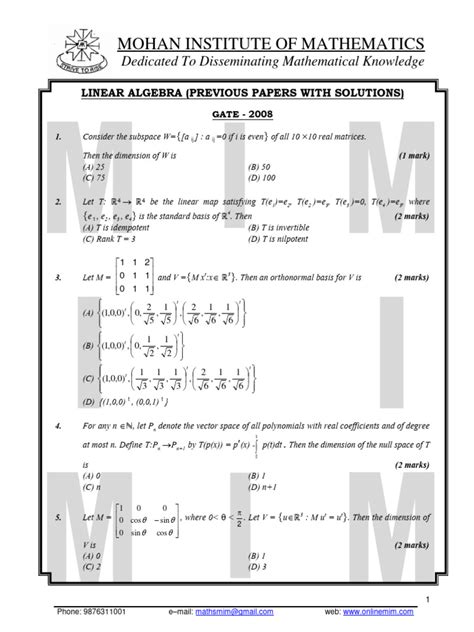 Linear Algebra Gate Pyps 26834634 Pdf Eigenvalues And