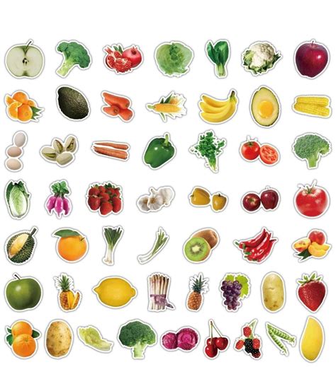 Fruit Vegetable Stickers 110pcs Realistic Fruit And Vegetable Stickers
