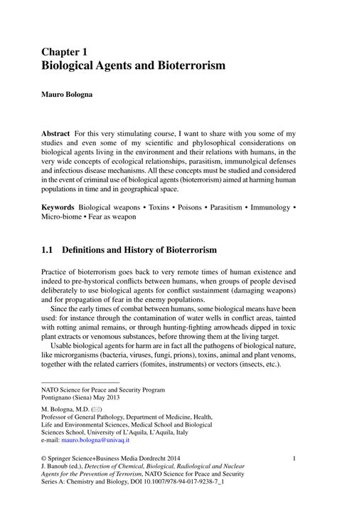 Pdf Biological Agents And Bioterrorism