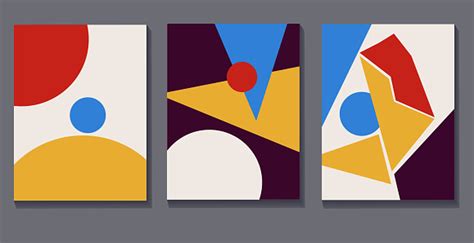 벡터 세트 포스터와 콜라주 템플릿 바우 하우스 아트 스타일 트렌디 한 심플하고 미니멀 한 20 년대 현대 미술 인쇄 및 벽 예술용 0명에 대한 스톡 벡터 아트 및 기타