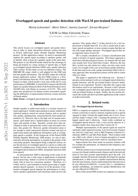 PDF Overlapped Speech And Gender Detection With WavLM Pre Trained Features
