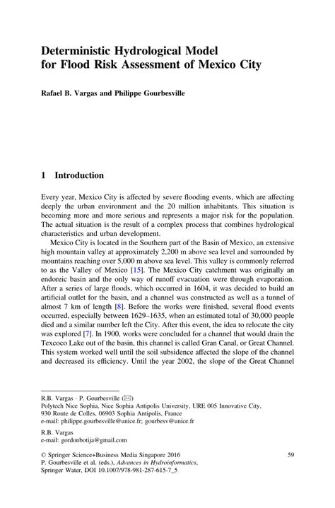 Pdf Deterministic Hydrological Model For Flood Risk Assessment Of Mexico City