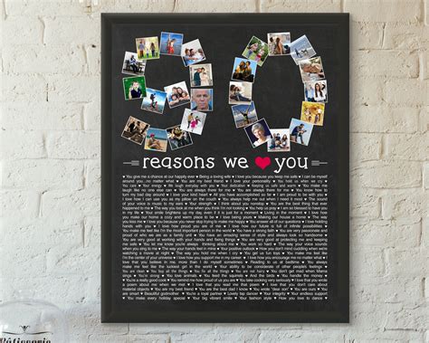 90 Reasons We Love You Printable Photo Collage 90th Birthday Etsy