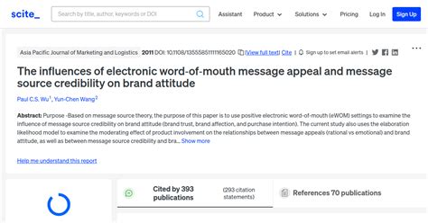 The Influences Of Electronic Word‐of‐mouth Message Appeal And Message Source Credibility On