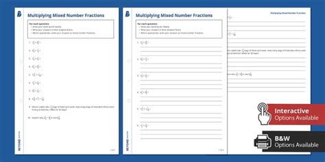 Multiplying Mixed Numbers Worksheet Fractions Beyond