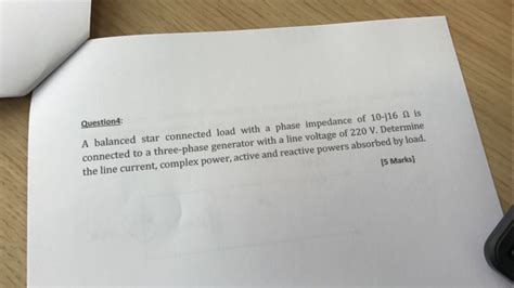 Solved A Balanced Star Connected Load With A Phase Impedance