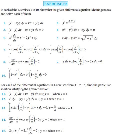 Differential Equations Class 12 Ncert Solutions