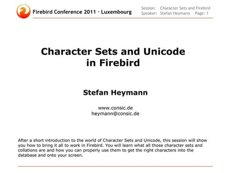 Character Sets And Unicode In Firebird Pdf
