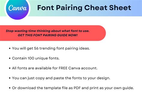 Canva Font Pairing Guide Ultimate Cheat Sheet For Typography Inspiration Digital Download For