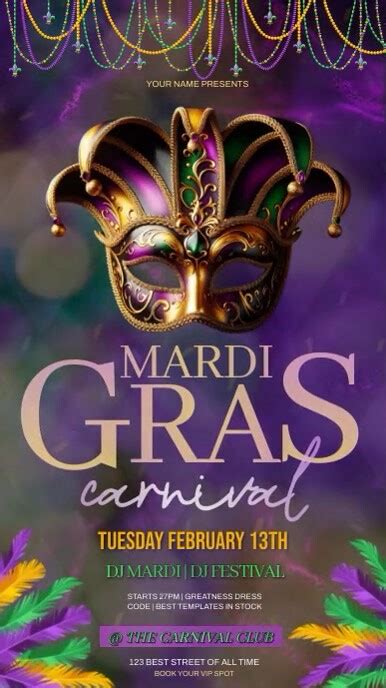 Elegant Mardi Gras Day Carnival Template Postermywall