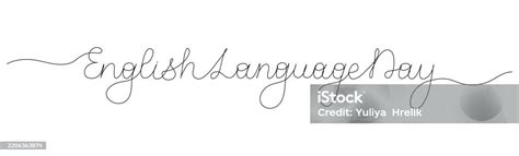 영어 데이 한 줄 아트 레터링 손으로 그린 스크립트의 개요를 표시합니다 연속적인 스타일의 단어 편집 가능한 획이 있는 손으로 쓴 인용문 흰색 배경에 문구의 미니멀리스트 블랙