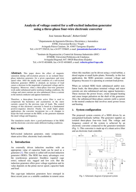 Pdf Voltage And Frequency Control For A Self Excited Induction