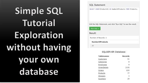 Simple Sql Tutorial Exploration Without Having Your Own Database Sql