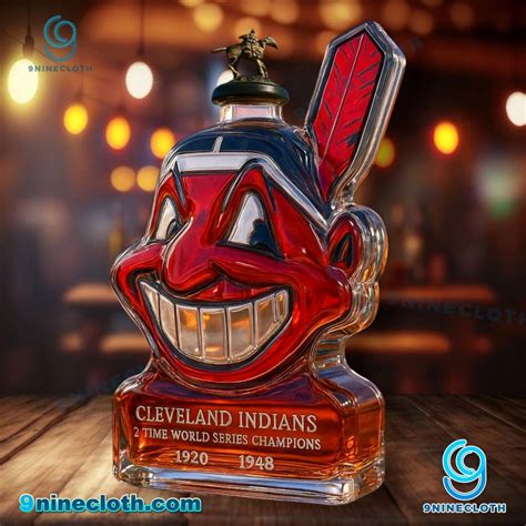 Cleveland Indians 2 Time World Series Champions Custom Whiskey Bottle