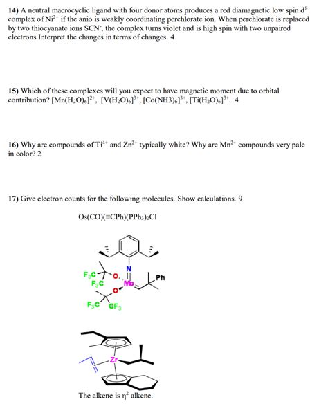 Solved 14 A Neutral Macrocyclic Ligand With Four Donor