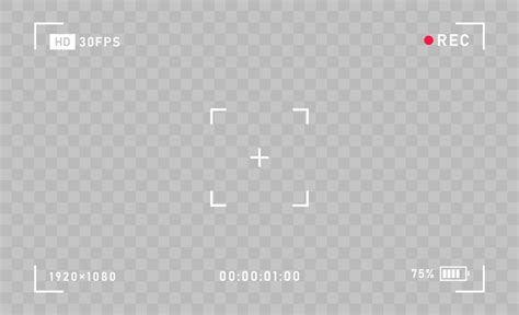 투명한 배경의 카메라 가로 뷰파인더 템플릿 4k 전화 해상도 비디오 녹화 프레임 사진 카메라 뷰파인더 비디오 녹화 화면 벡터