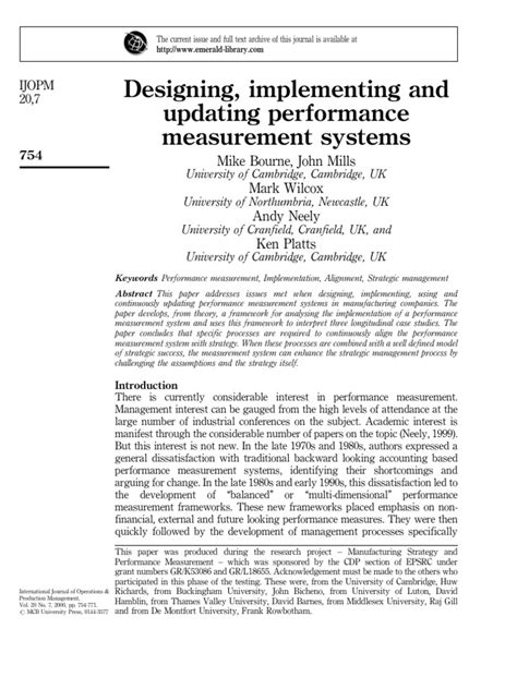 Pdf Designing Implementing Andupdating Performancemeasurement