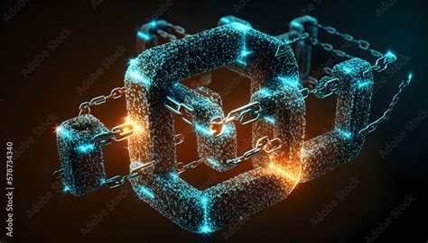 Blockchain Crypto Technology With Interconnected Blocks Forming A Chain Symbolizing Security
