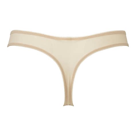 Sheer Lace Thong Panty Gossard Glossies Lace Nude — Lavinia Lingerie