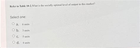Solved Refer To Table 10 2 ﻿what Is The Socially Optimal