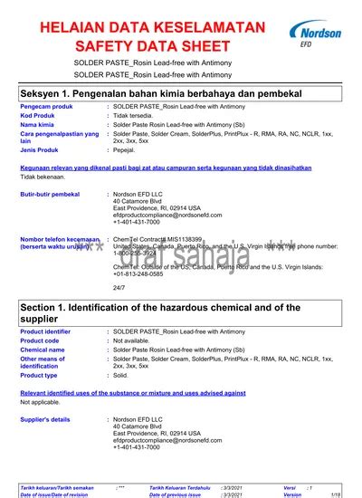 Helaian Data Keselamatan Safety Data Sheet