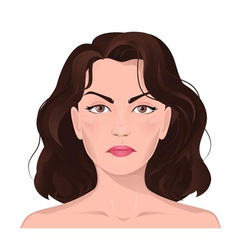 Premium Vector Face Portrait Of Women With Brown Hair Facial Premium Vector Face Portrait Of Women With Brown Hair Facial